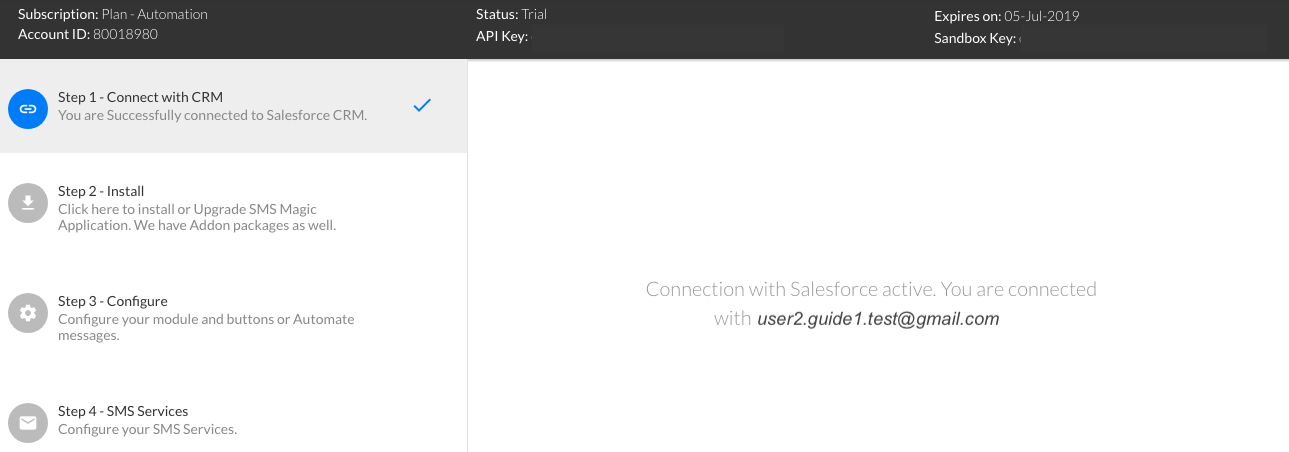 Sign In Using Salesforce CRM - SMS-Magic Web Portal