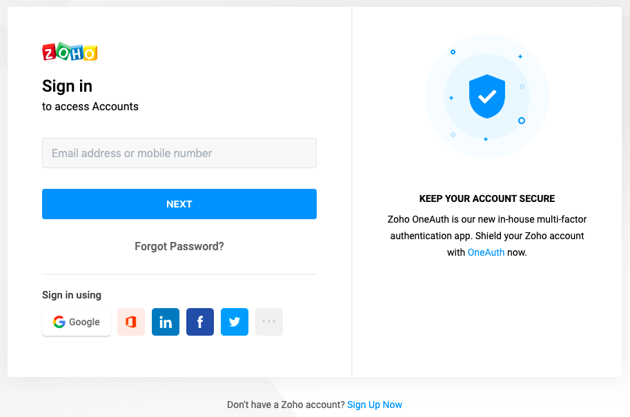 Sign In Using Zoho CRM - SMS-Magic Web Portal