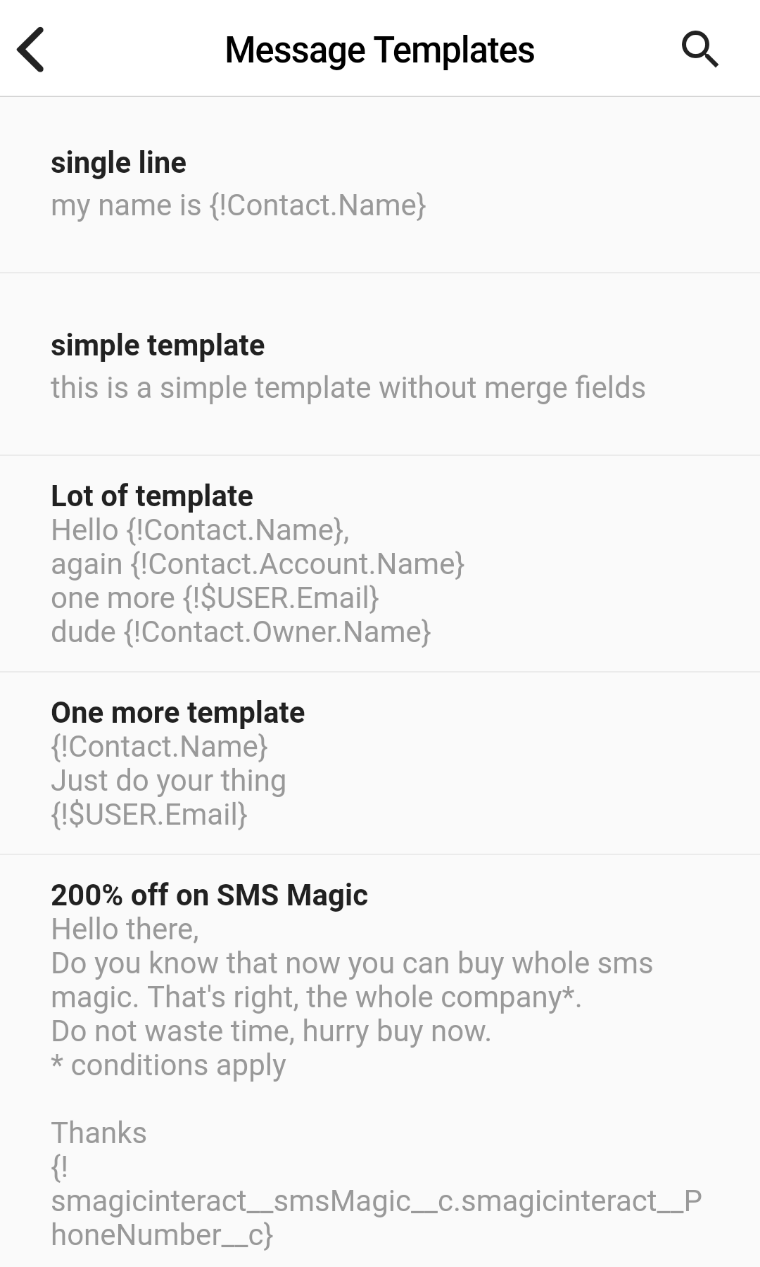 Message Template - SMS-Magic Web Portal