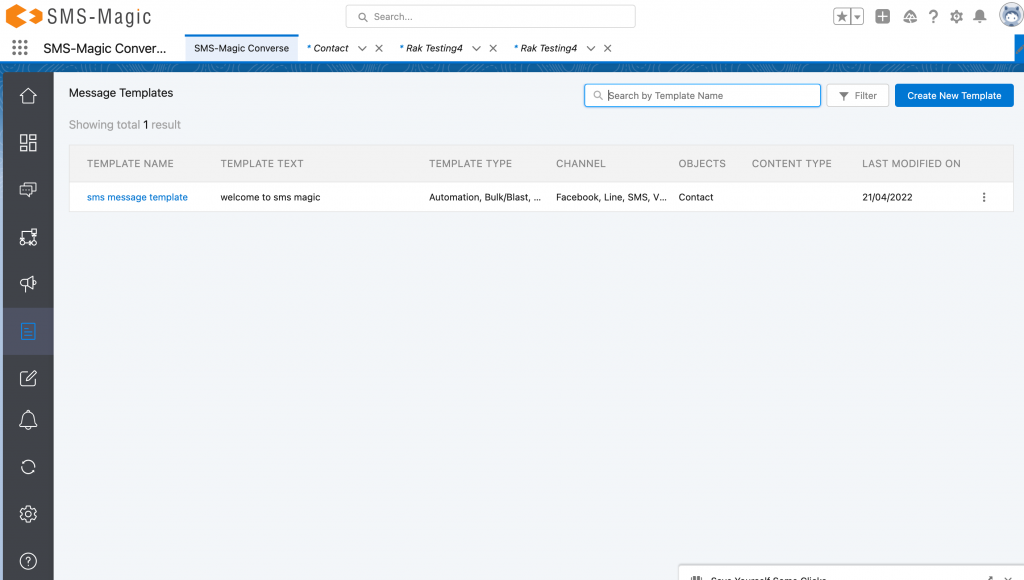 Search Template - SMS-Magic Salesforce Documentation