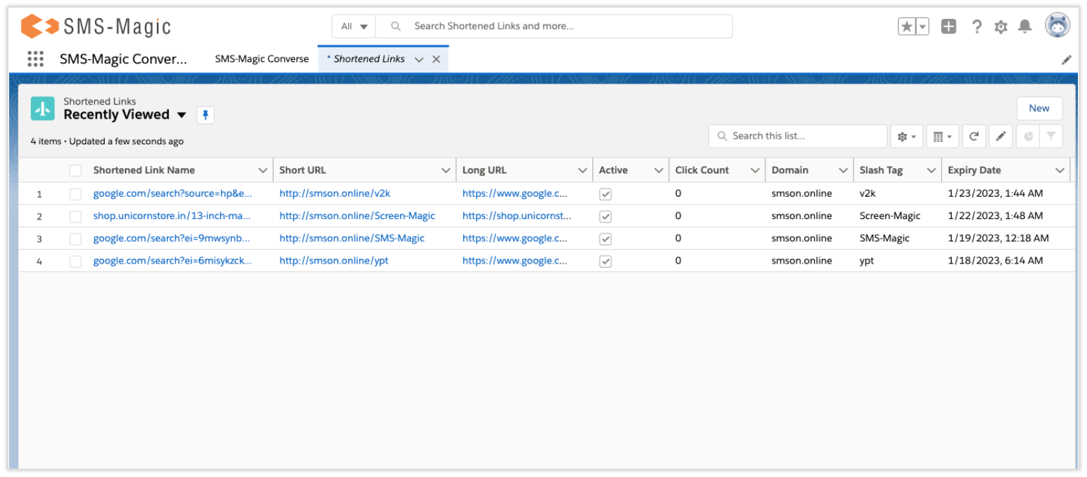 URL Tracking - SMS-Magic Salesforce Documentation