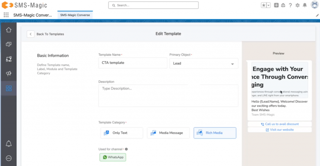 Create New Rich Media Message Template (Package Version 1.73 onwards) - SMS-Magic Salesforce ...