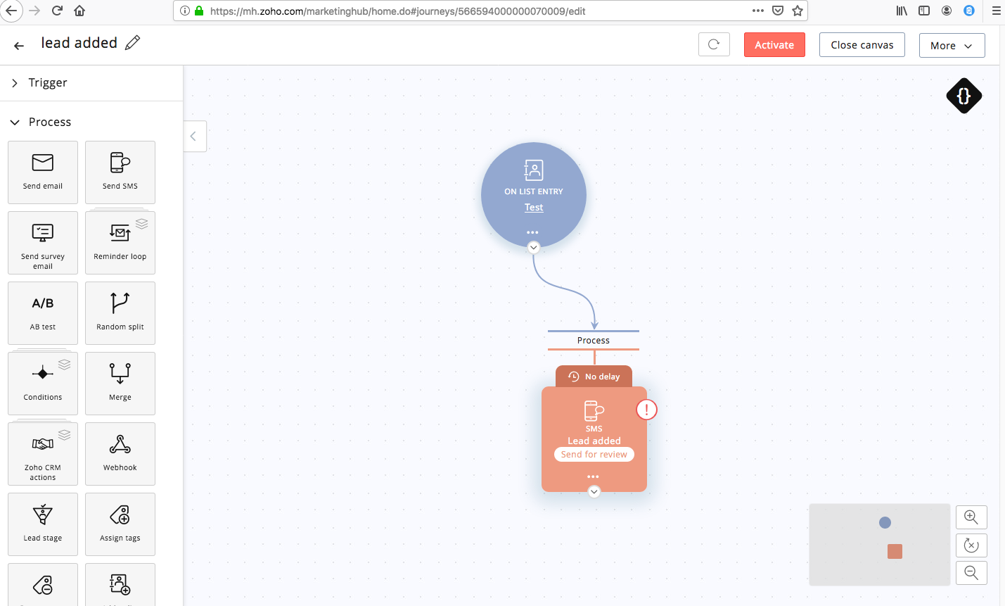 Send automated messages via Journey Builder - SMS-Magic Zoho Documentation