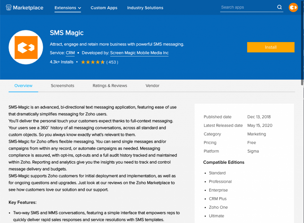 Installing SMS-Magic on Zoho CRM - SMS-Magic Zoho Documentation
