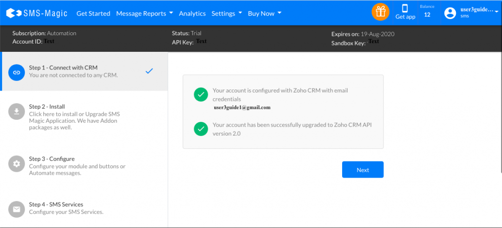 Configuring SMS-Magic with Zoho - SMS-Magic Zoho Documentation