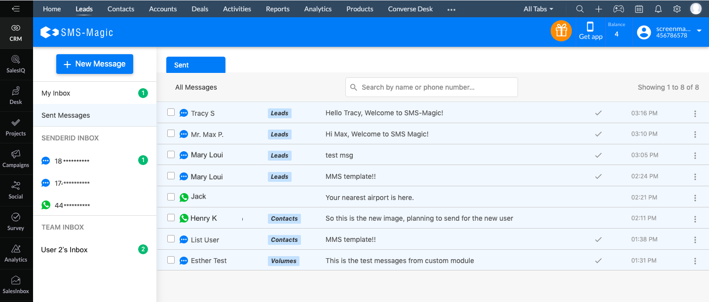 Converse Desk - SMS-Magic Zoho Documentation