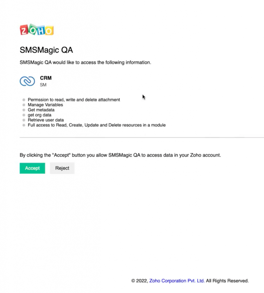 Signup to Use SMS-Magic with Zoho - SMS-Magic Zoho Documentation