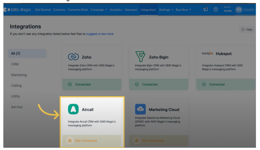 Getting Started (Integration and Connecting Numbers) - SMS-Magic Zoho Documentation